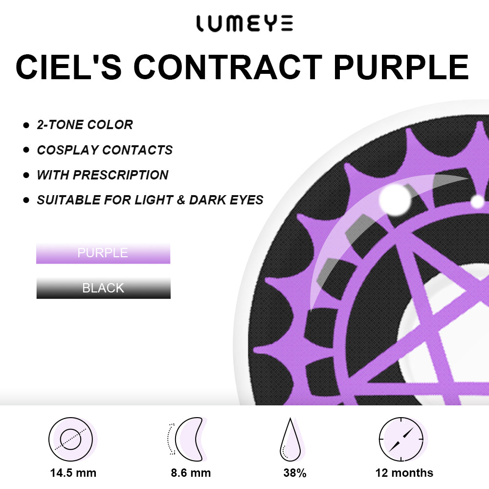 LUMEYE Ciel's Contract Purple Colored Contact Lenses | Premium Colored ...