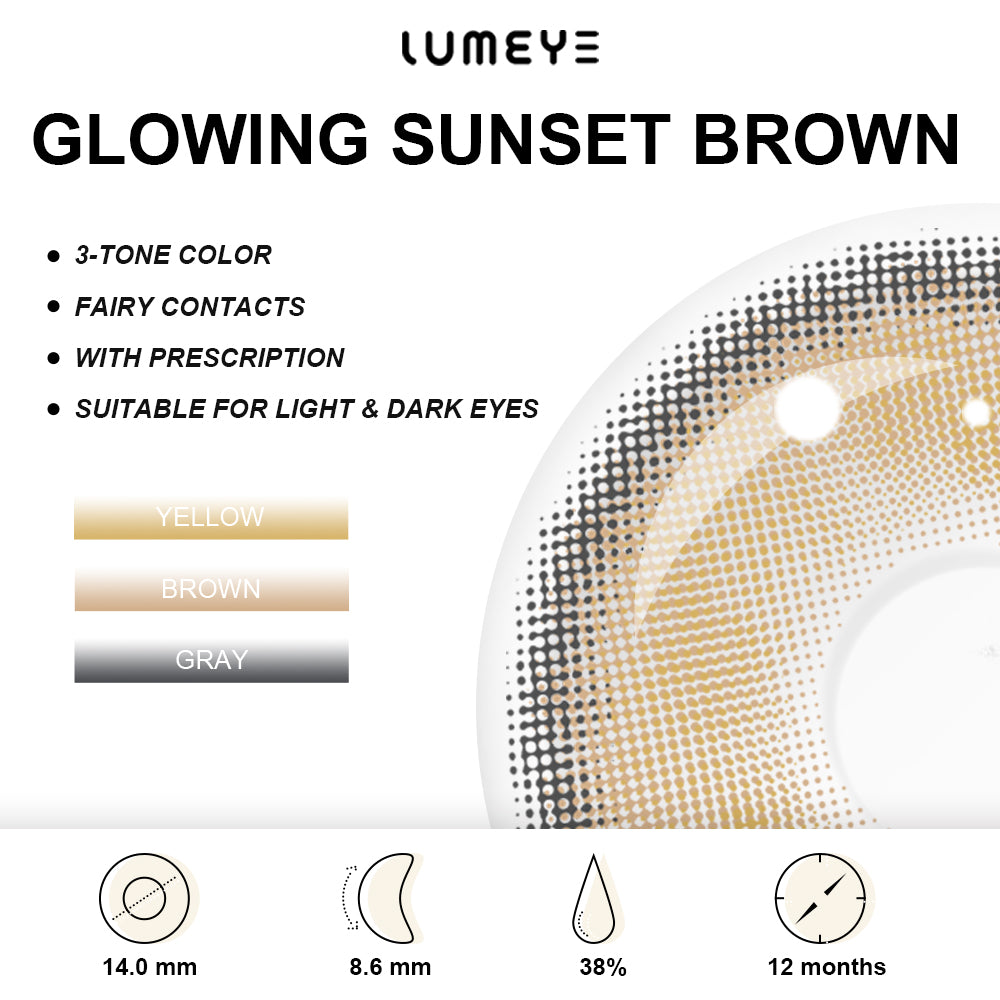 LUMEYE Glowing Sunset Brown Colored Contact Lenses | Premium Colored ...