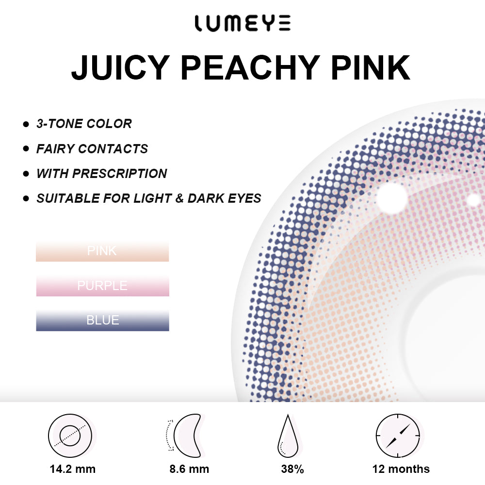 LUMEYE Juicy Peachy Pink Colored Contact Lenses | Premium Colored ...